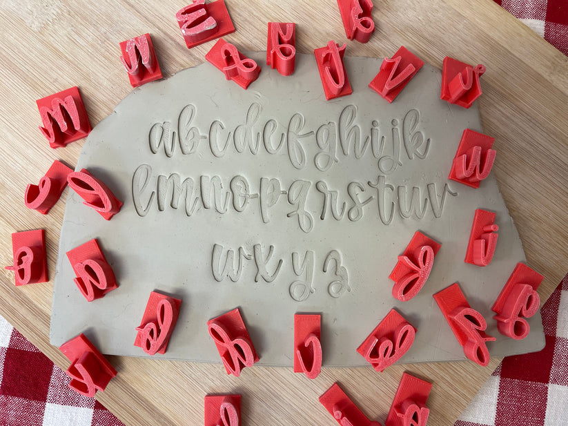 Alphabet Pottery Stamp Set - Cozy Font Cursive Upper and Lower case ...