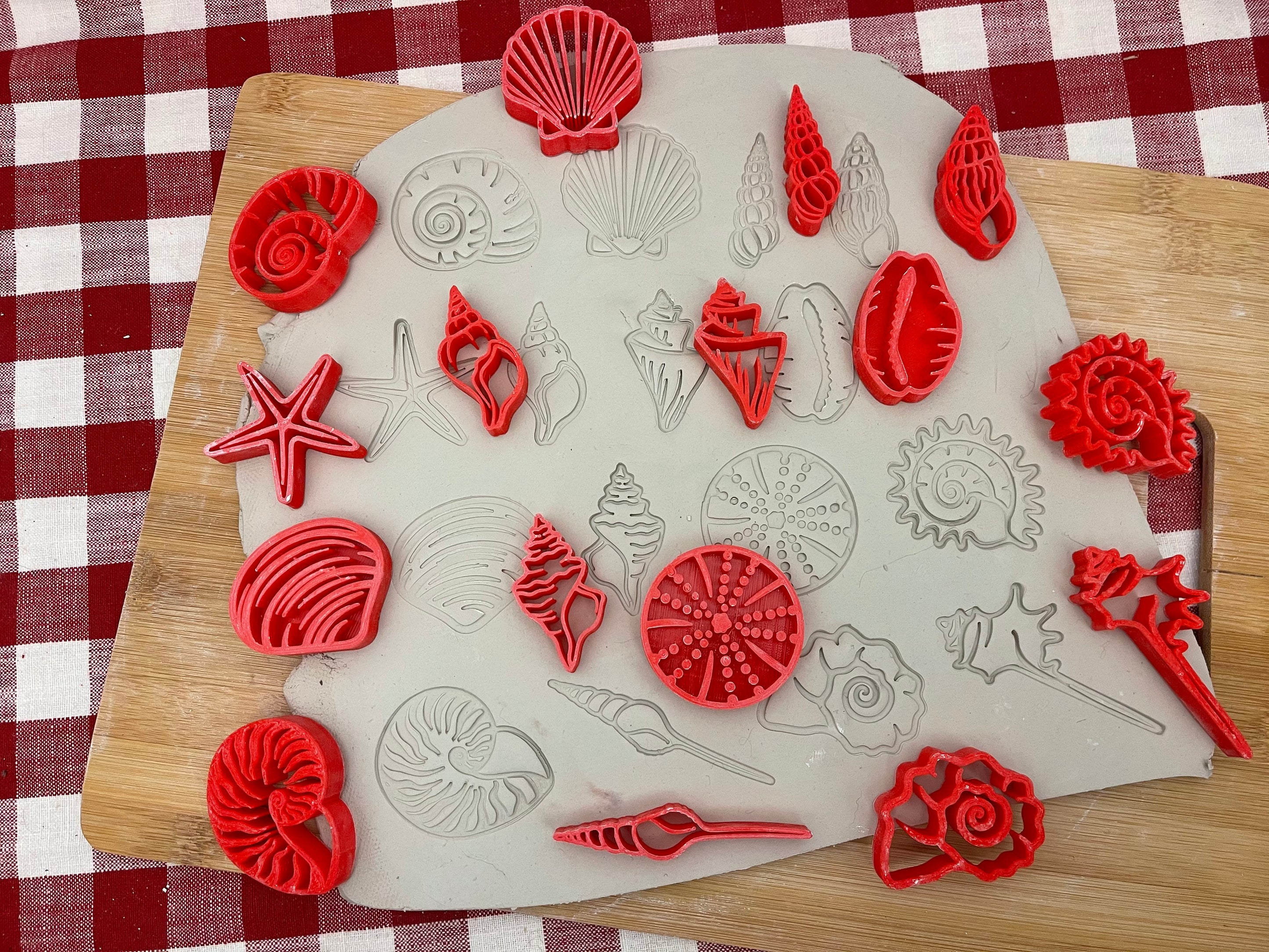 Lot of Seashell stamps - plastic 3D printed, multiple designs/sizes, E ...