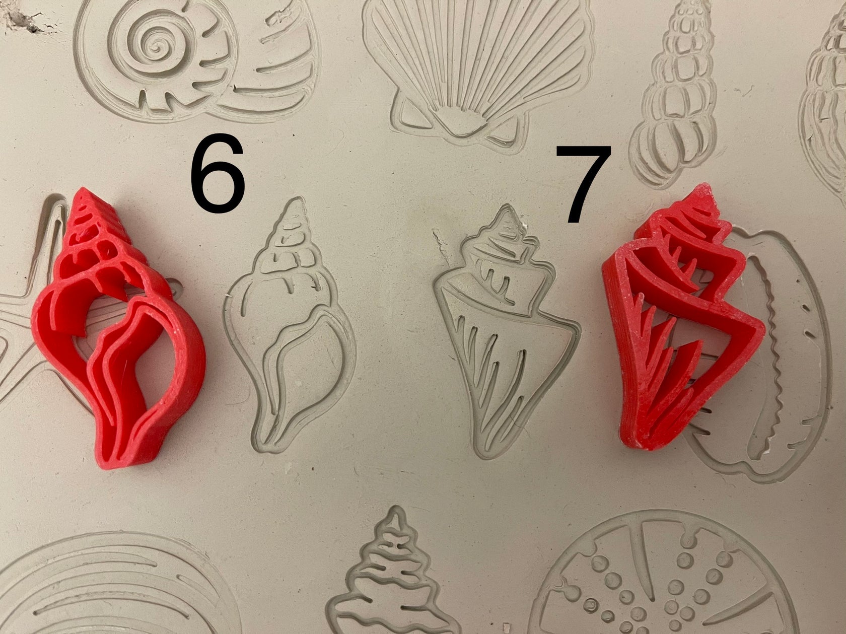 Lot of Seashell stamps - plastic 3D printed, multiple designs/sizes, E ...