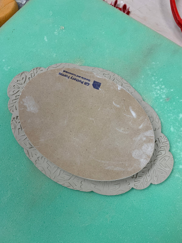 Ornate XL Oval Tray, Clay Cutter - Plastic 3D printed, pottery tool, m ...